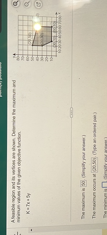 SOLVED: A feasible region and its verticos are shown. Determine the maximum and minimum values ...