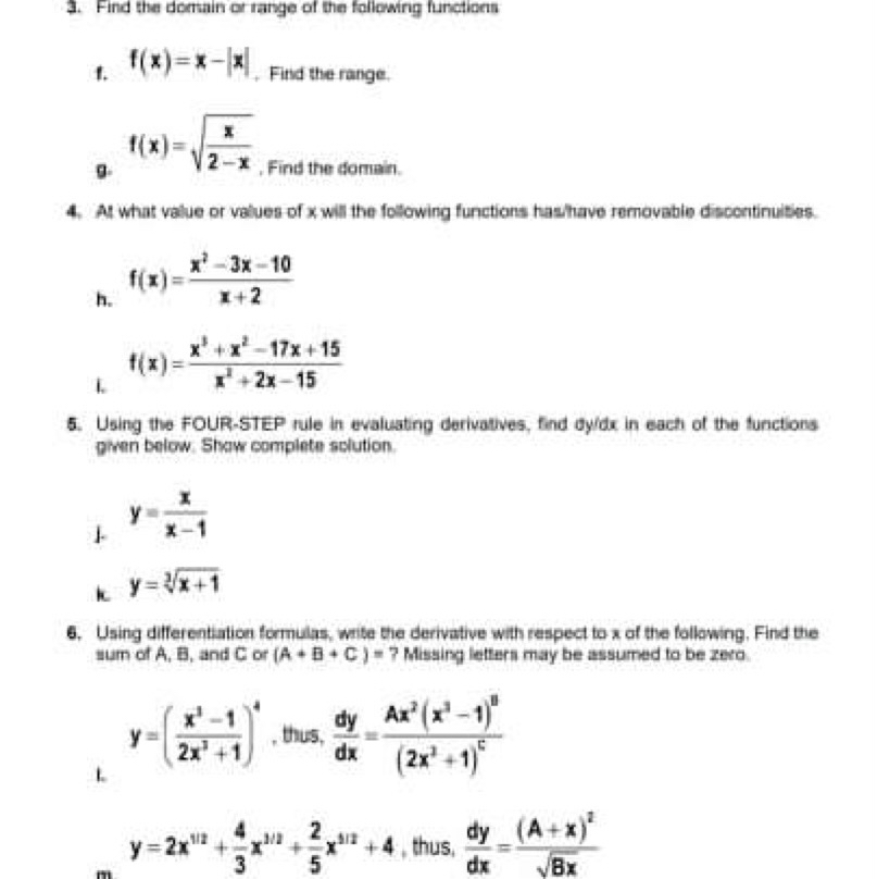 SOLVED 3 Find The Domain Or Range Of The Followirg Functions 1 F x
