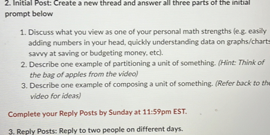 2. Initial Post: Create a new thread and answer all three parts of the ...
