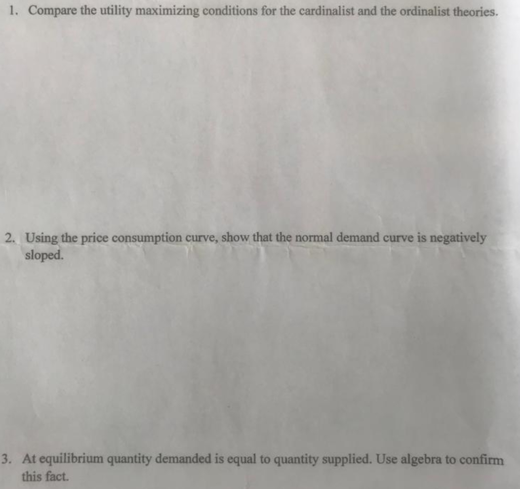 SOLVED: 1. Compare the utility maximizing conditions for the ...