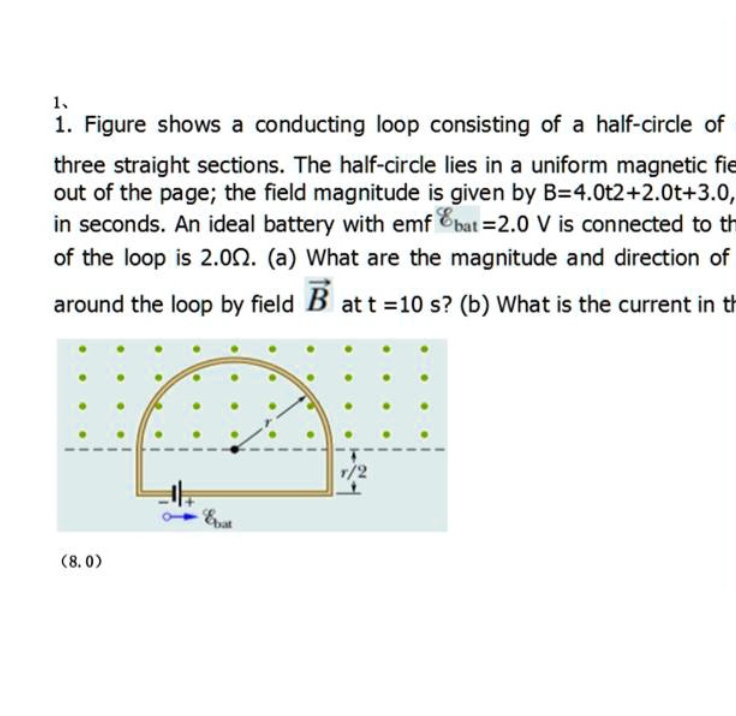 SOLVED: 1 . 1. Figure shows a conducting loop consisting of a half-circle of three straight ...