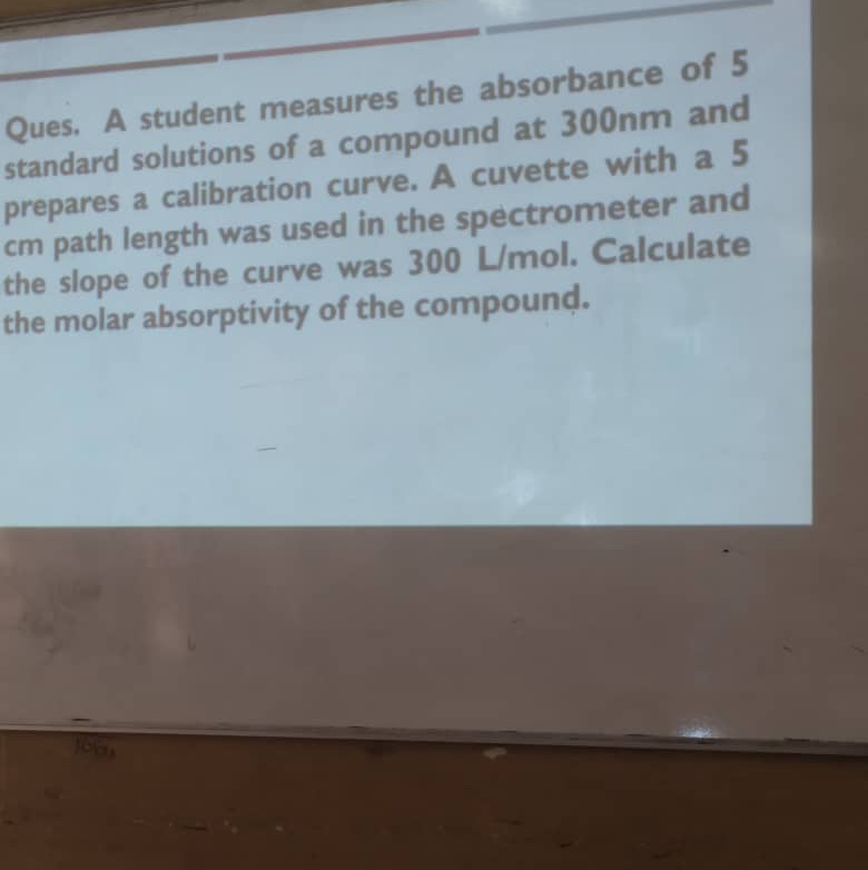 SOLVED: Ques. A student measures the absorbance of 5 standard solutions ...
