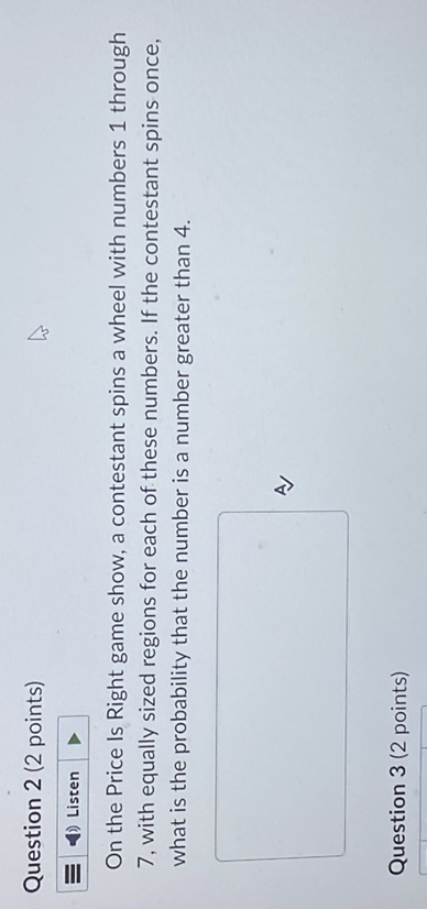 question 2 2 points on the price is right game show a contestant spins ...