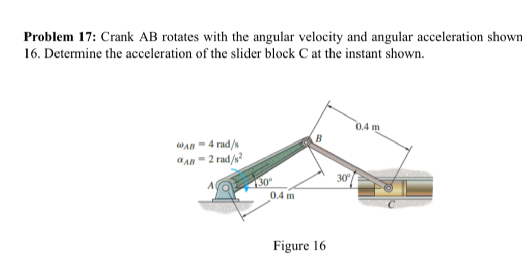 Problem 17 Crank Ab Rotates With The Angular Velocity And Angular Acceleration Shown 16