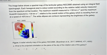 The image below shows a spectral map of the lenticular galaxy NGCzass ...