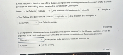 SOLVED: a. With respect to the structure of the Galaxy, complete the ...