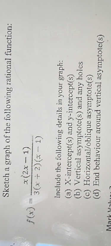 [get Answer] Sketch A Graph Of The Following Rational Function F X X