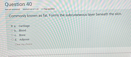 Question 40 Not yet answered Marked out of 1.00 Flag question Commonly ...