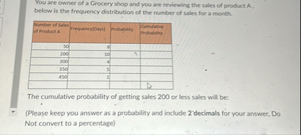 SOLVED: You are owner of a Grocery shop and you are reviewing the sales ...