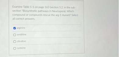 Examine Table 5-1 on page 163 (section 5.2, in the subsection "Biosynthetic pathways in ...