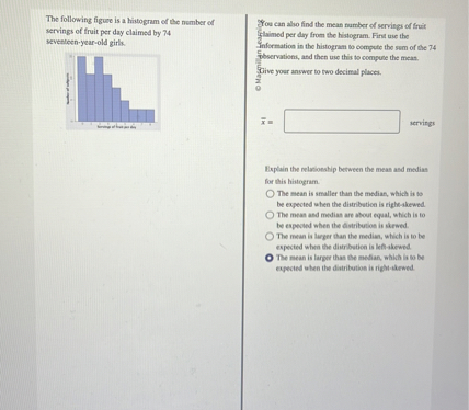 SOLVED: The following figure is a hiltogram of the number of servings ...