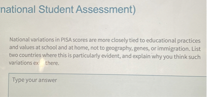 SOLVED: national Student Assessment) National variations in PISA scores ...