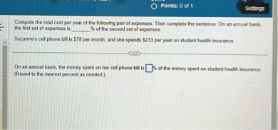 SOLVED: Points: 0 of 1 Compue the total cost per year of the following ...