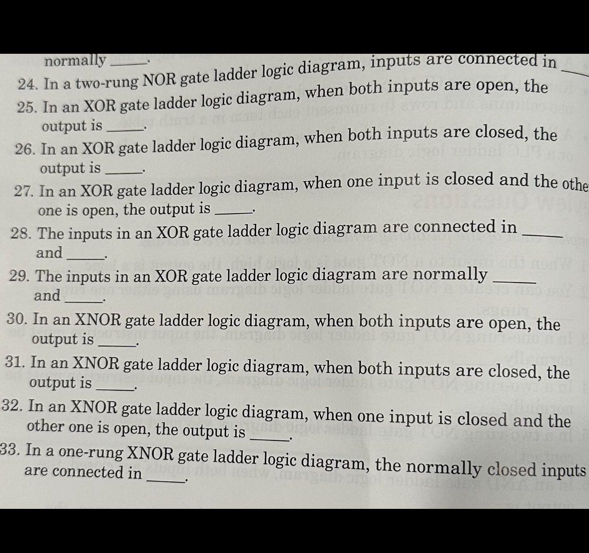Normally 24. In a two-rung NOR gate ladder logic diagram,...