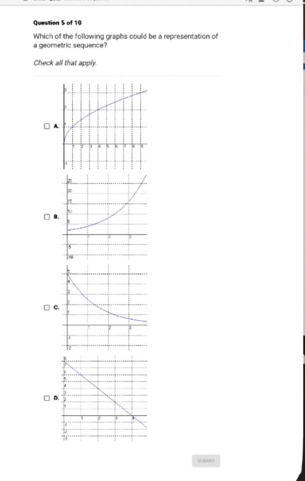 Question 5 of 10 Which of the following graphs could be a ...