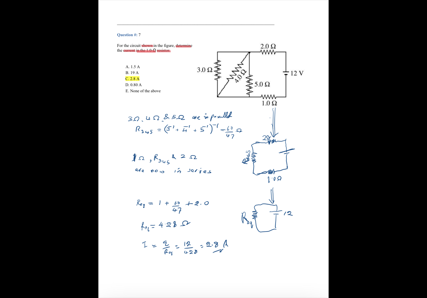 Solved Question 7 For The Circuit Shown In The Figure Determine