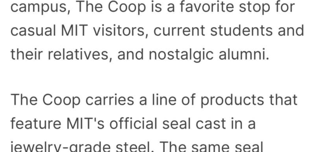 Campus, The Coop is a favorite stop for casual MIT visitors,...