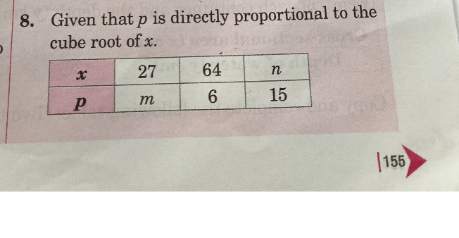 8 Given That P Is Directly Proportional To The Cube Root Of X Begintabularcccc Hline Boldsymbolx