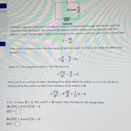 SOLVED: Inductor A charged capacitor connected to an inductor causes a current to flow through ...