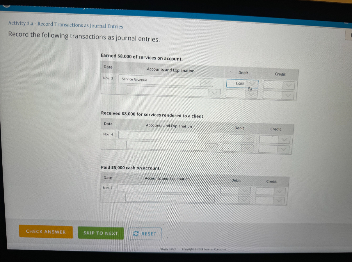 SOLVED: Activity 3.a - Record Transactions as Journal Entries Record ...