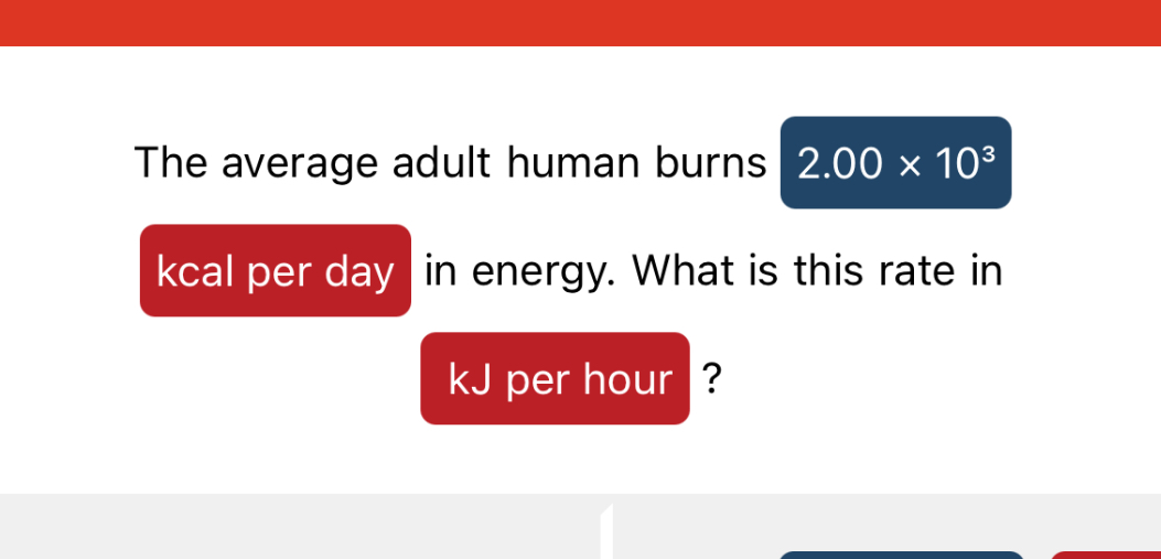 The average adult human burns 2.00 × 10^3 kcal per day in energy. What ...