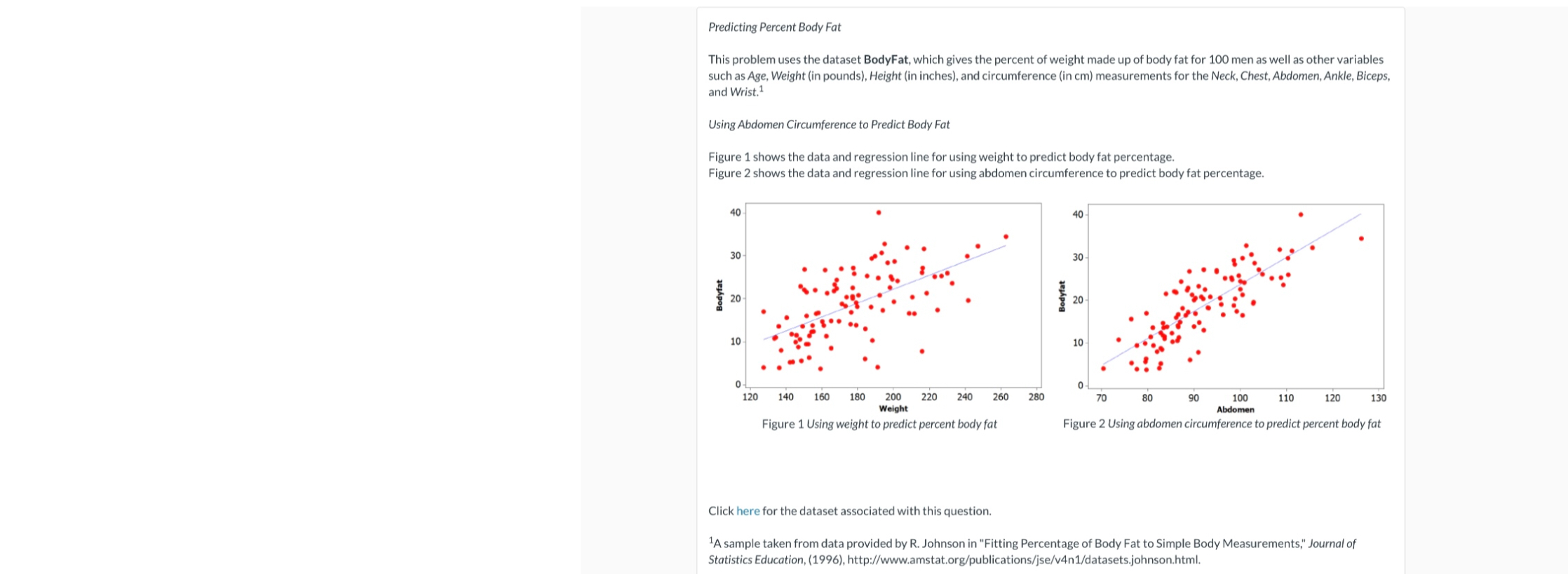 Predicting Percent Body Fat This problem uses the dataset BodyFat ...