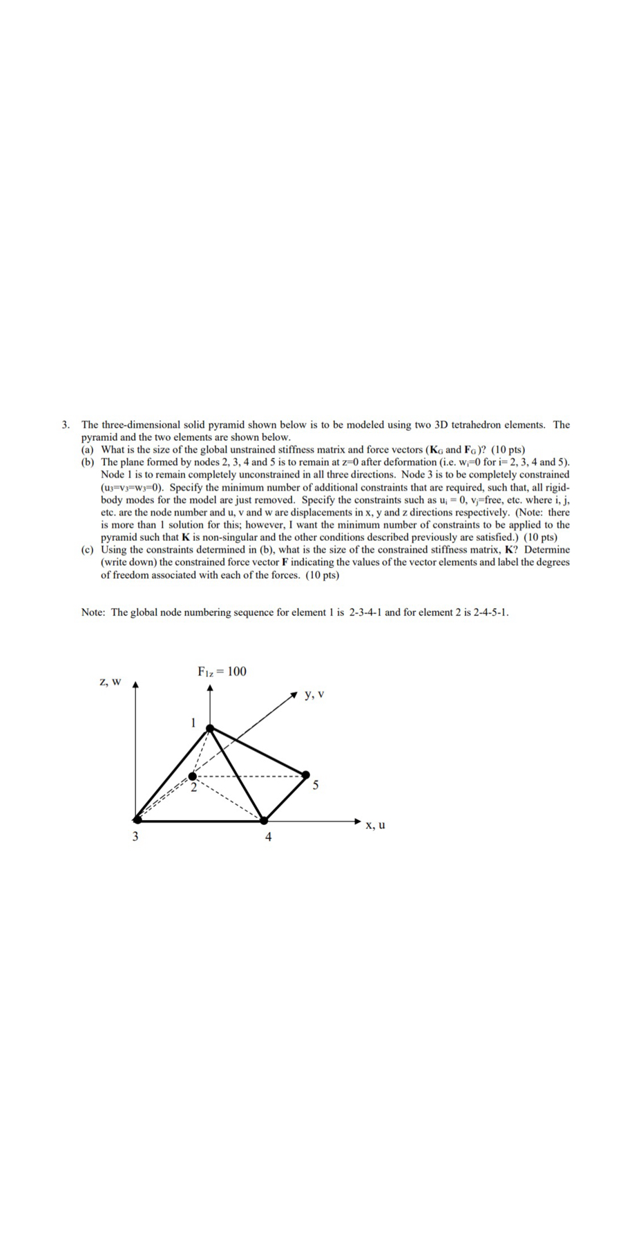 3. The three-dimensional solid pyramid shown below is to be modeled ...