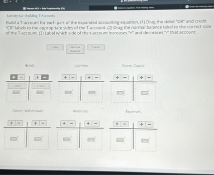 Activity 6 𝐚 - Bulding T-Accounts Build a T-account for each part of ...