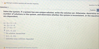 6. Moving to another quation nal sive this respoms. Gutition 1 of 2 Question 1. s points Solve ...