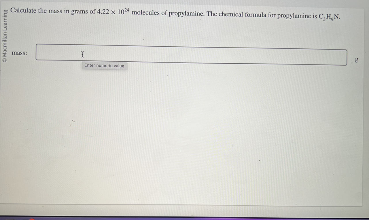 SOLVED: Calculate the mass in grams of 4.22 × 10^24 molecules of ...