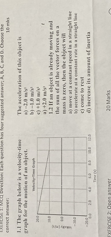 SOLVED: EXEIRCISE 1: MiCQ Direction: Each question has four suggested ...