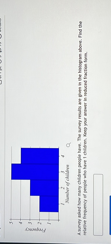 A survey asked how many children people have. The survey results are given in the histogram ...