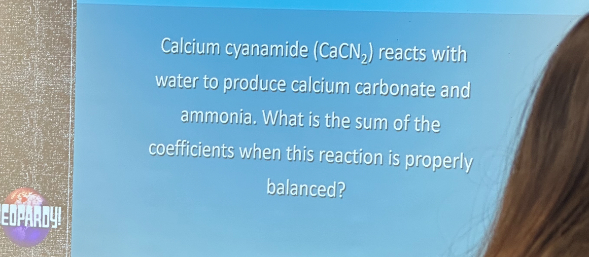 SOLVED: Calcium cyanamide (CaCN2) reacts with water to produce calcium ...