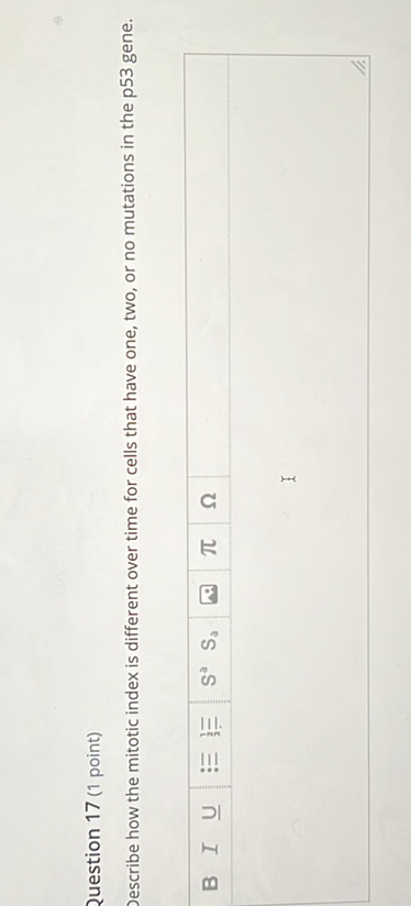 SOLVED: Question 17 (1 point) Describe how the mitotic index is ...