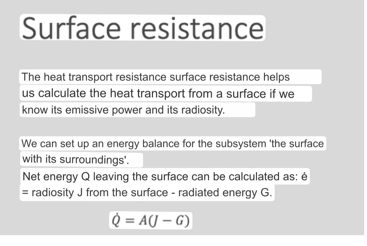Surface resistance The heat transport resistance surface resistance ...