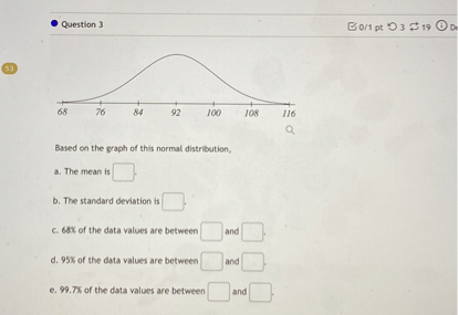 SOLVED: Question 3 0 / 1 p t 3: 19 53 Based on the graph of this normal ...