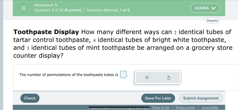 Toothpaste Display How many different ways can 2 identical tubes of ...