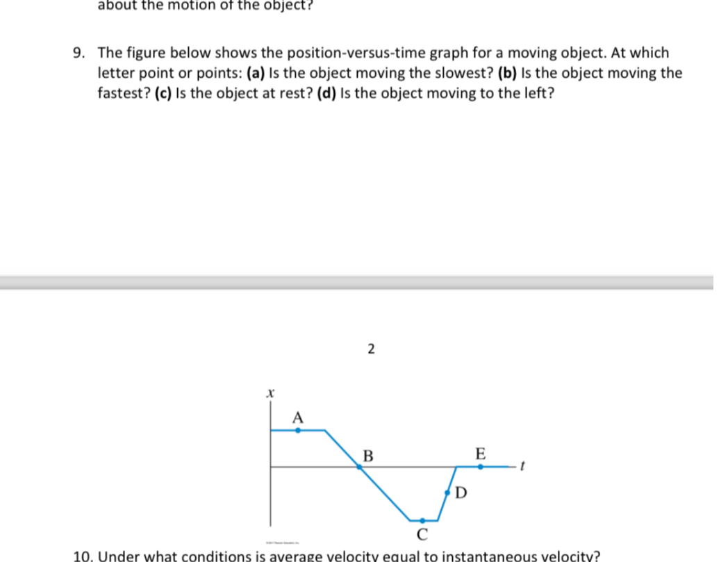 About The Motion Of The Object 9 The Figure Below Shows The Position