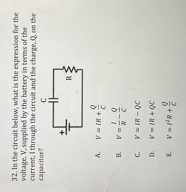 SOLVED: 32. In the circuit below, what is the expression for the ...