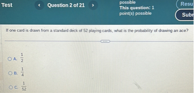 SOLVED: Test Question 2 of 21 possible This question: 1 point(s ...