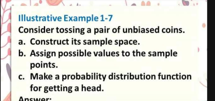 SOLVED: Illustrative Example 1-7 Consider tossing a pair of unbiased ...