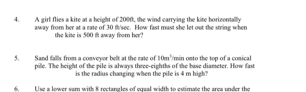 4. A girl flies a kite at a height of 200 ft, the wind carrying the ...