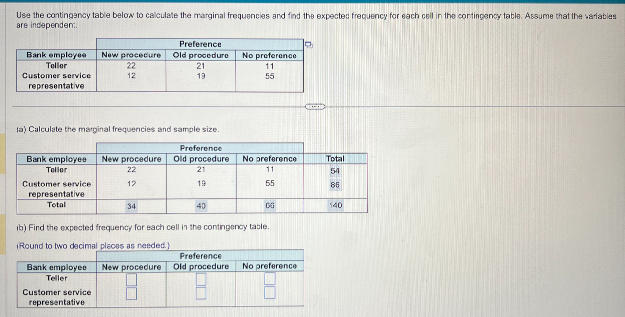 SOLVED: Use the contingency table below to calculate the marginal ... SOLVED: Use the contingency table below to calculate the marginal ...