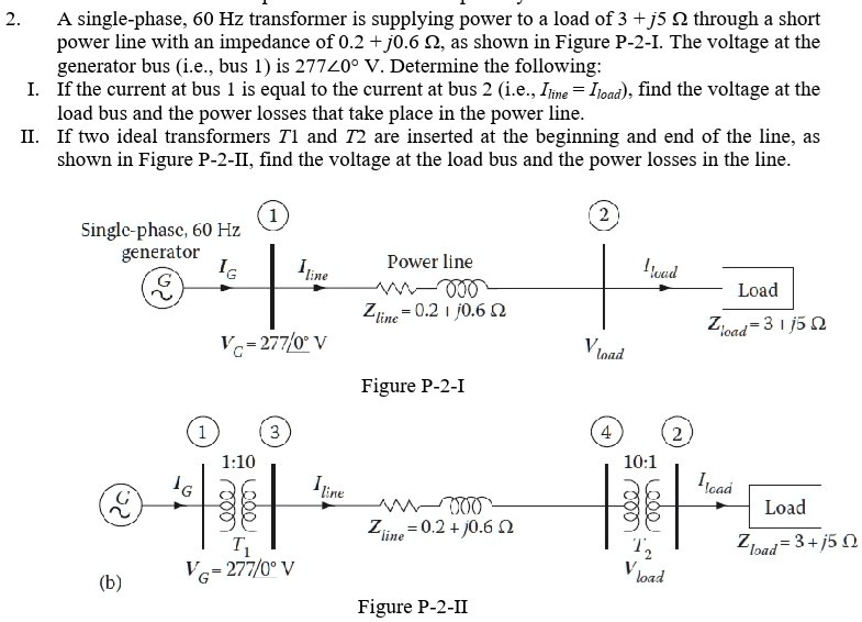 2. A single-phase, 60 Hz transformer is supplying power to a load of 3 + j5 Ω through a short ...