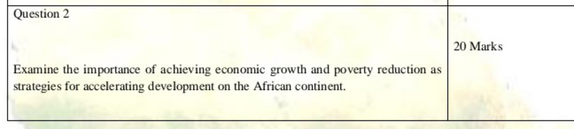 Question 2 20 Marks Examine the importance of achieving economic growth and poverty reduction as ...