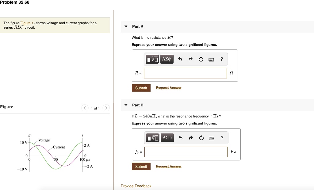 SOLVED:Problem 32.68 The figure(Figure shows voltage and current graphs for series RLC circuit ...
