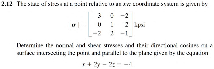 2.12 The state of stress at a point relative to an xyz coordinate ...