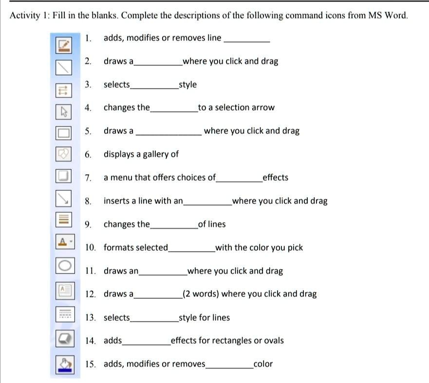 what is the answer here activity i fill in the blanks complete the ...