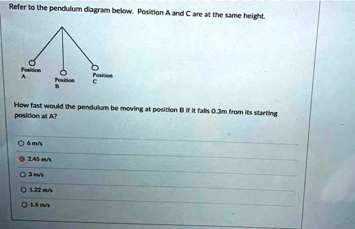 SOLVED: Refer to the pendulum diagram below. Position A and C are at ...