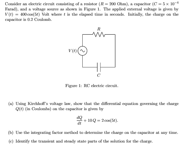 Consider an electric circuit consisting of a resistor (R = 200 Ohm), a ...